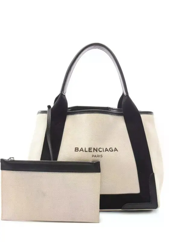 Balenciaga Navy Cabas Tote Bag - Neutrals