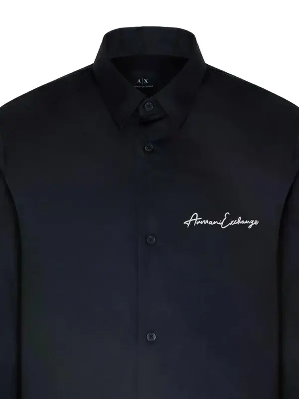 Armani Exchange Logo-embroidered Long-sleeve Shirt