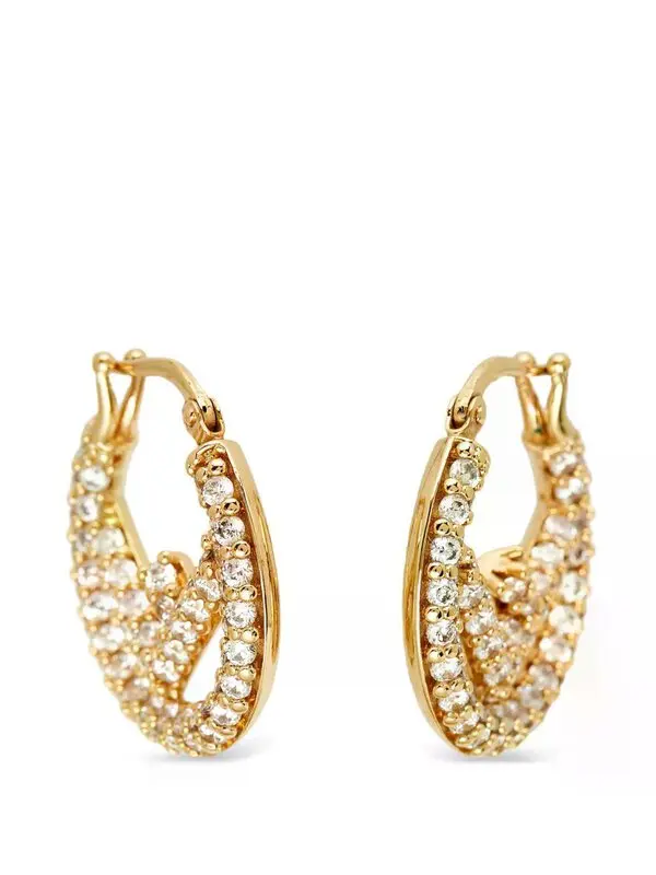 Fendi Crystal-embellished Hoop Earrings - Gold