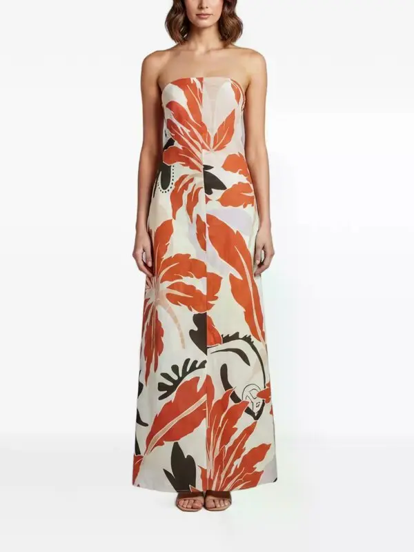 424 Floral-print Strapless Maxi Dress