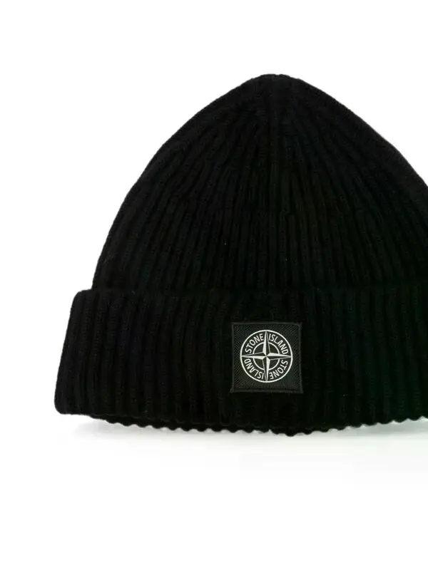 Stone Island Logo-patch Ribbed Beanie Hat