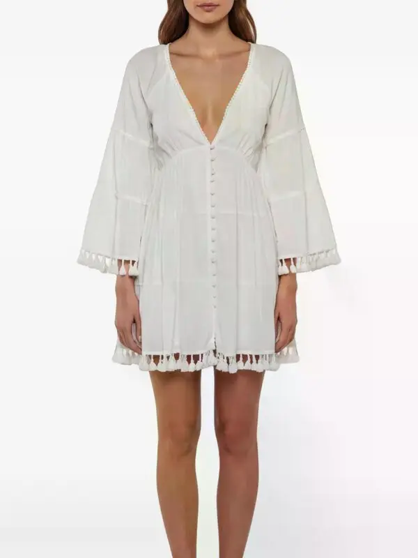 Alice + Olivia V-neck Mini Dress - White