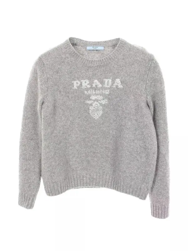 Prada Logo Detail Crew Neck Sweater - Grey