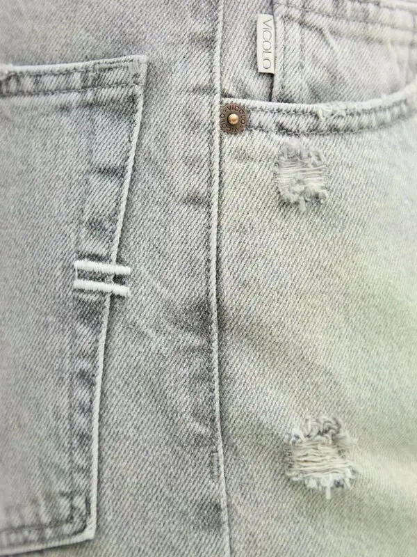 VICOLO Distressed Straight-leg Jeans