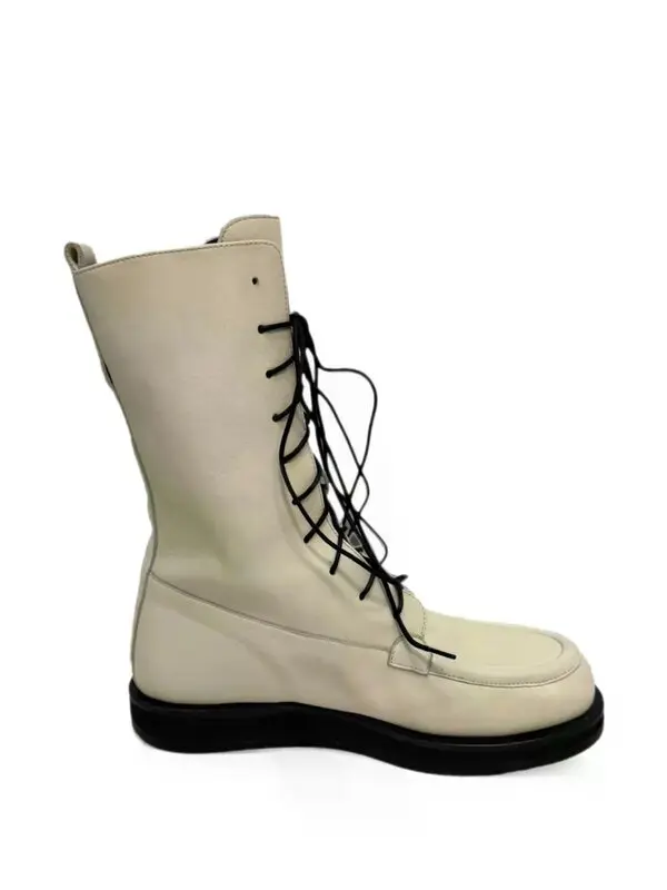 THE ROW Patty Lace-up Combat Boots - White
