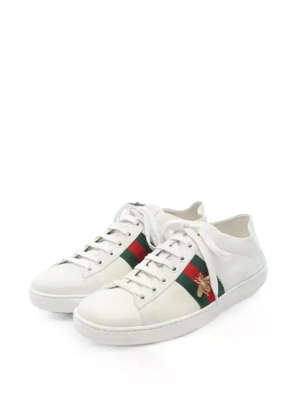 Gucci Bee Web Stripe Leather Sneakers