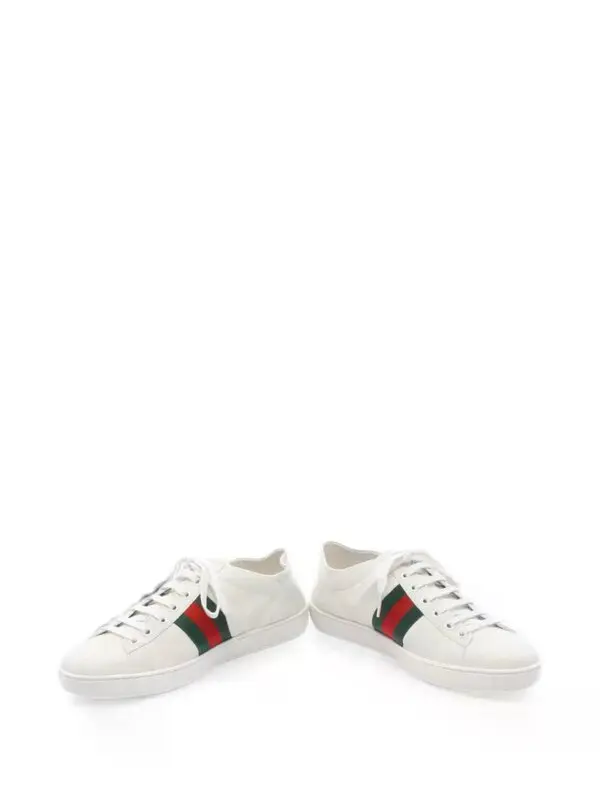 Gucci Bee Web Stripe Leather Sneakers