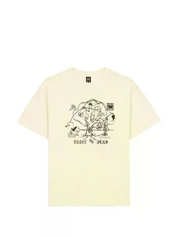 BRAIN DEAD Oracle Graphic-print T-shirt - Neutrals