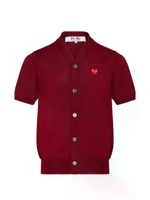Play Comme Des Garcon Play Heart-patch Short-sleeve Cardigan