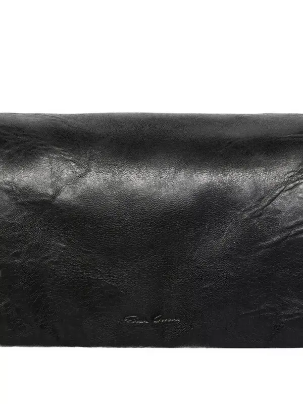 Rick Owens Logo-debossed Padded Leather Clutch - Black