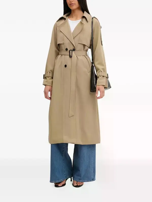 VICOLO Double-breasted Belted Trench Coat - Neutrals