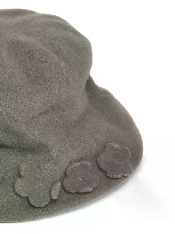 SCHA Flower-appliqué Wool Cloche Hat