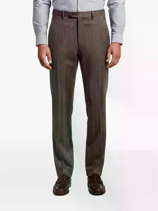 Brioni Cortina Pinstripe Trousers - Brown