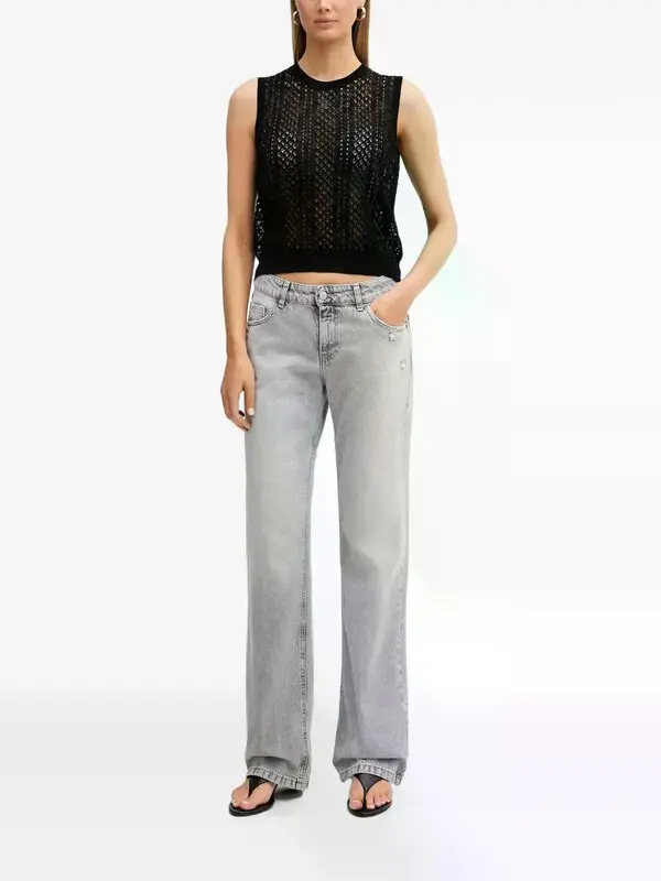 VICOLO Crochet-knit Sleeveless Top