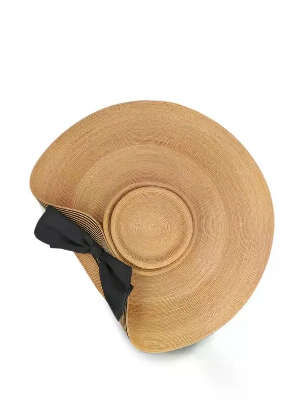 MARZI Wide Brim Sun Hat With Bow Detail