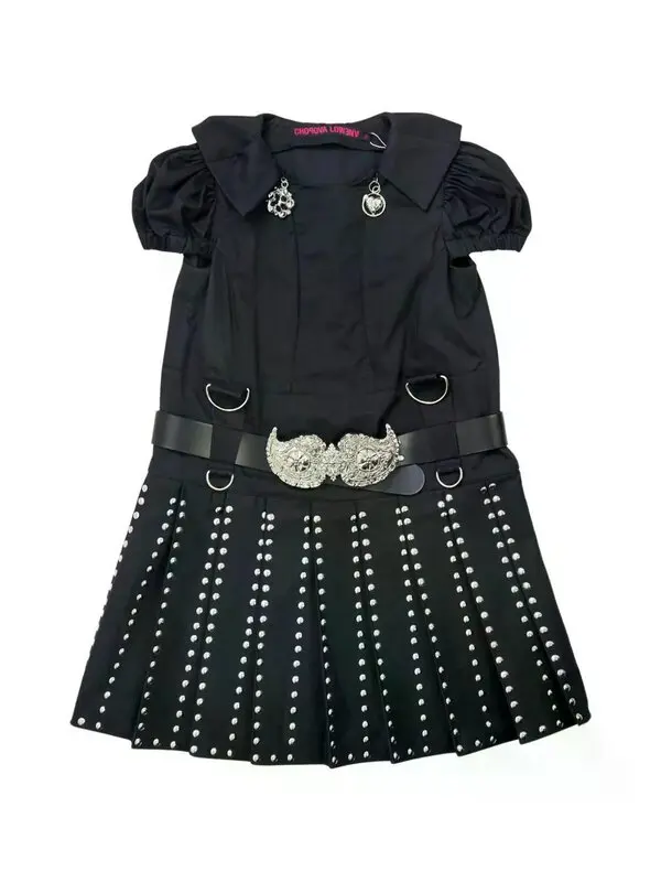 CHOPOVA LOWENA Falcon Kilt Mini Dress - Black