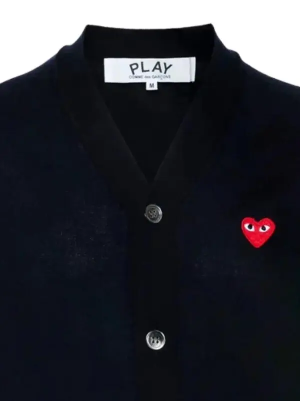 Play Comme Des Garcon Heart-patch Short-sleeve Cardigan