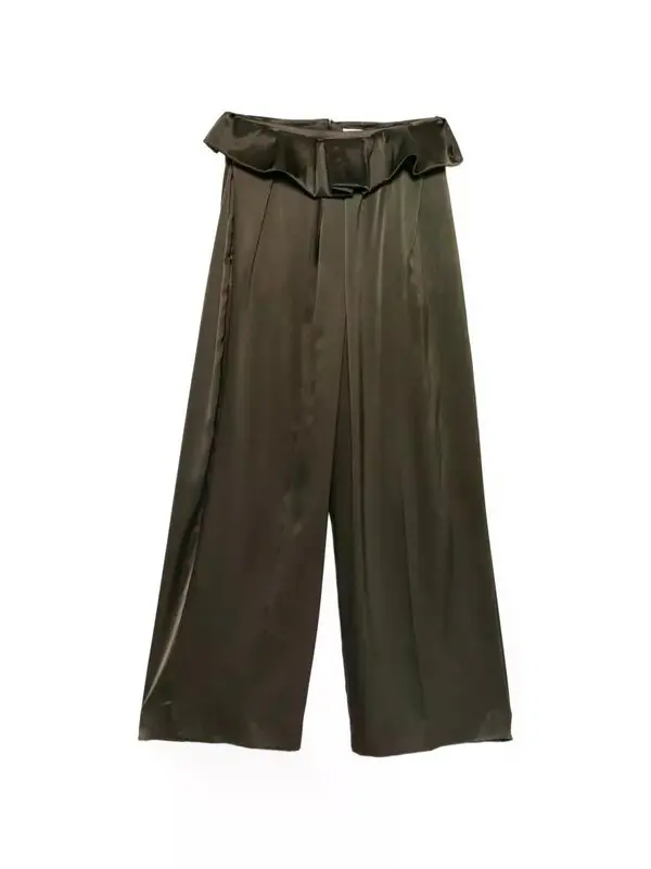 Khaite Kira High-waisted Satin Wide-leg Trousers - Green