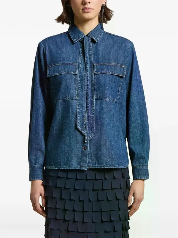 Peserico Tie-detail Denim Shirt - Blue