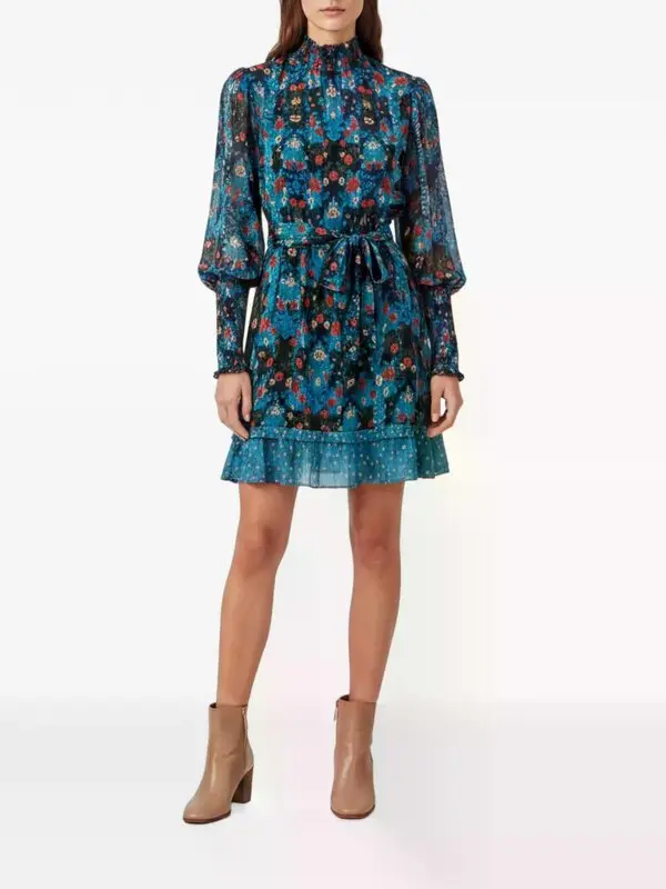 Farm Rio Arabesque Floral-print Mini Dress - Blue