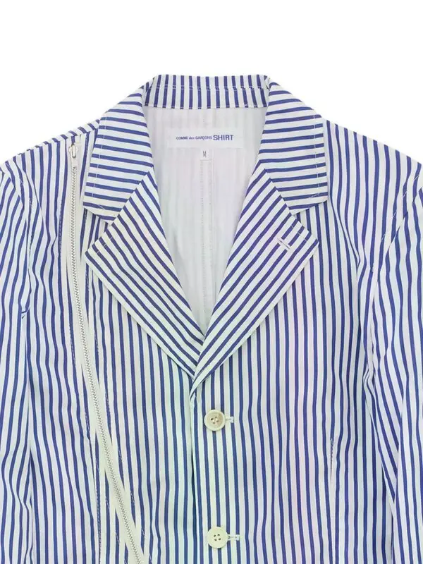 Comme Des Garçons Vertical Stripe Zip Detail Jacket - Blue
