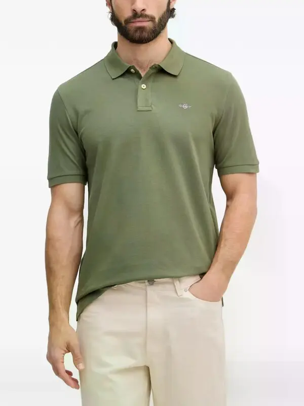 Gant Logo-embroidered Piqué Polo Shirt