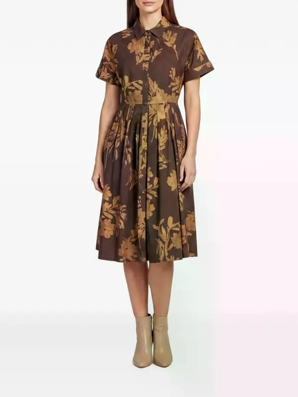 Carolina Herrera Jasmine Biznaga Print Shirt Dress - Brown