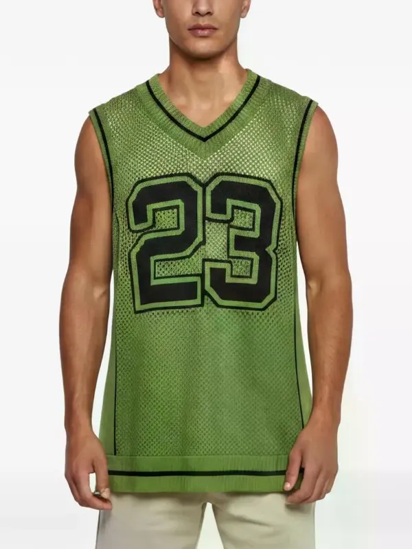 Off-White Varsity Knitted-mesh Tank Top - Green