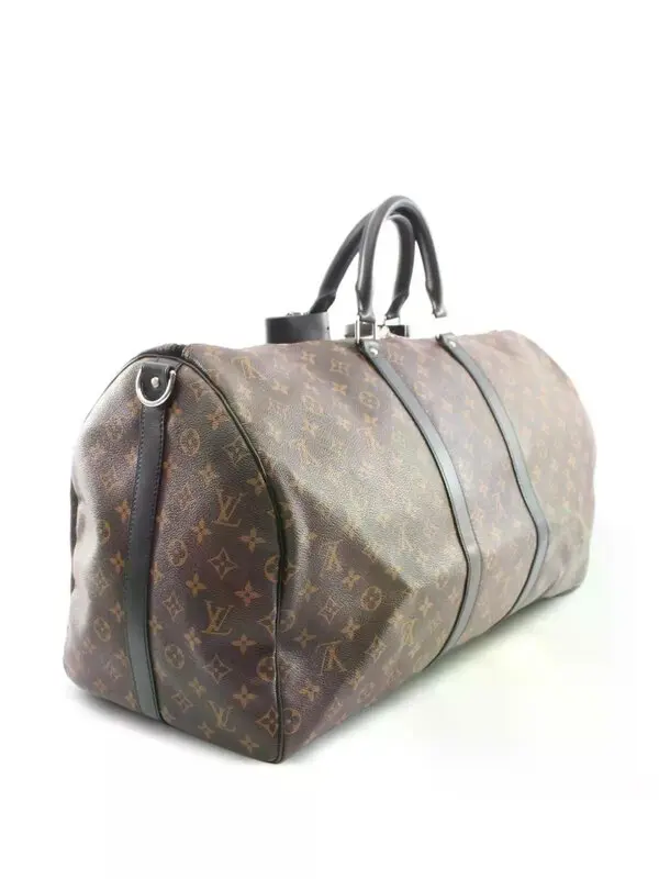 LOUIS VUITTON Monogram Macassar Keepall Bandouliere 55 Holdall - Brown