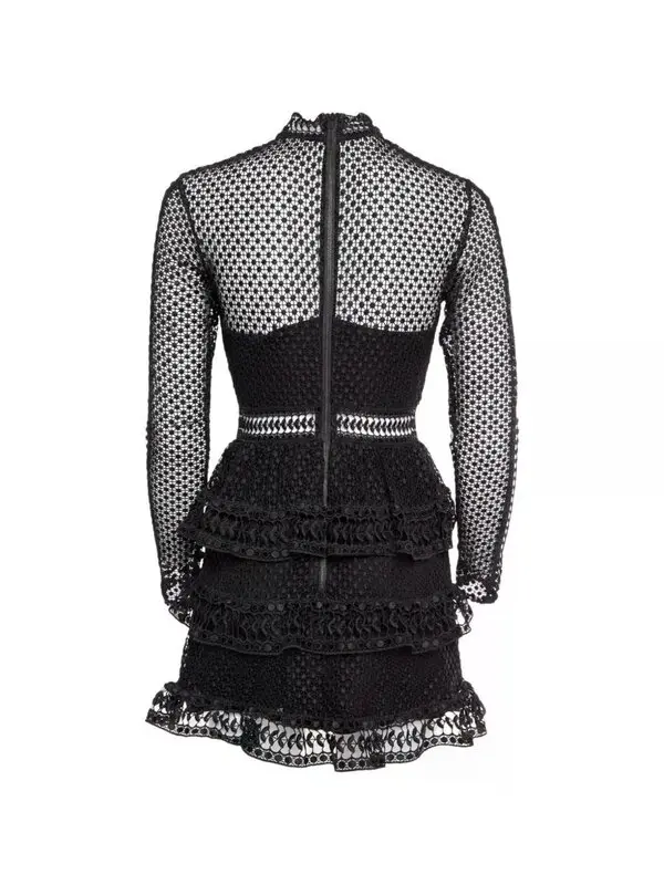 SELF-PORTRAIT Tiered Mini Dress With Sheer Panels