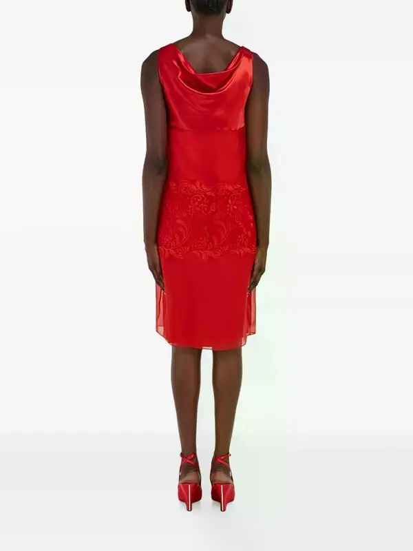 FERRAGAMO Sleeveless Lace Embroidered V-neck Mini Dress