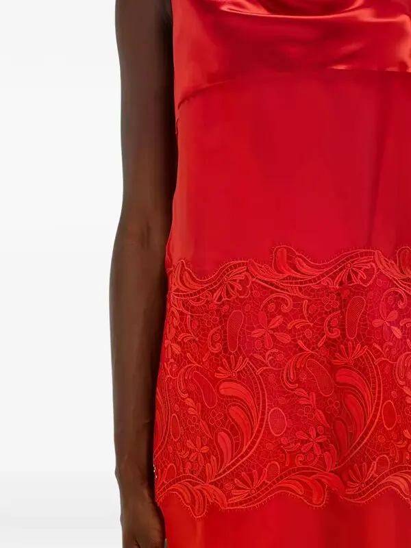 FERRAGAMO Sleeveless Lace Embroidered V-neck Mini Dress