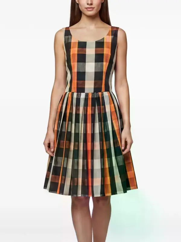 Red Valentino Plaid Fit-and-flare Mini Dress - Black