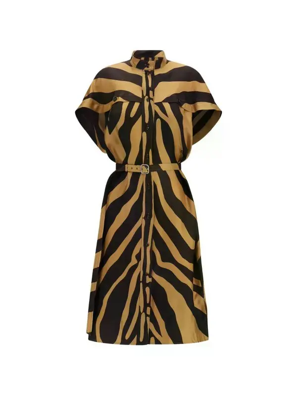 FERRAGAMO Animal-print Belted Shirt Dress