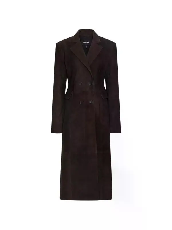 ROTATE BY BIRGER CHRISTENSEN Double-breasted Suede Coat - Brown