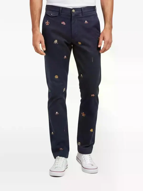 Polo Ralph Lauren Embroidered Slim-fit Trousers - Blue