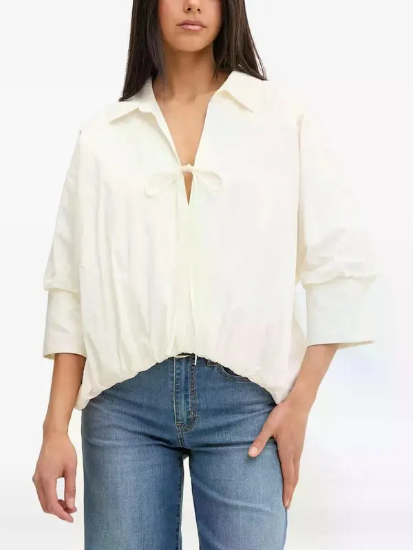VICOLO Cream Bow-detail Puff-sleeve Blouse