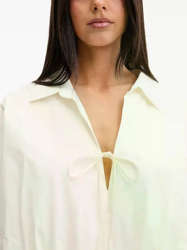 VICOLO Cream Bow-detail Puff-sleeve Blouse