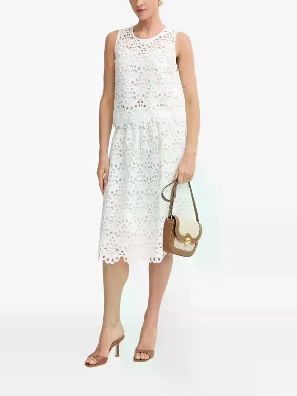TWINSET Broderie Anglaise Sleeveless Top - White