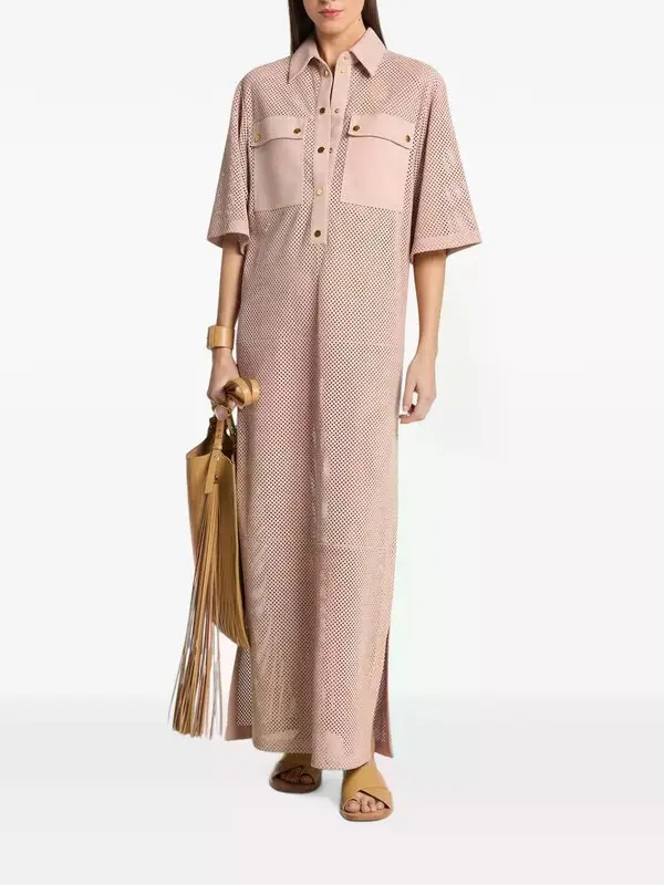Michael Kors Perforated-leather Maxi Dress - Pink