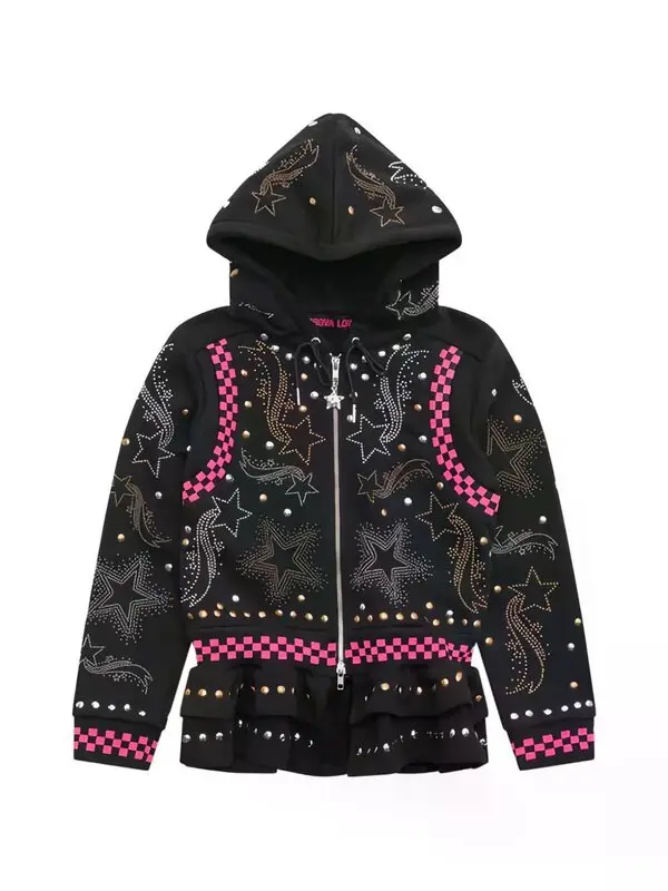 CHOPOVA LOWENA Janine Stud-embellished Hoodie - Black