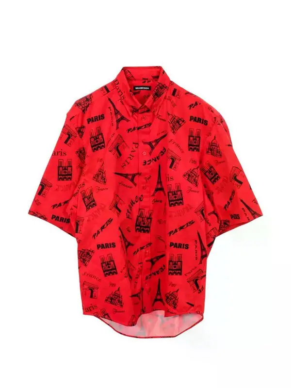 Balenciaga Tourist Print Short-sleeve Shirt - Red