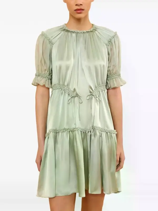 Ulla Johnson Juliette Silk-satin Mini Dress - Green