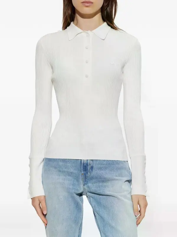 COURREGES Ribbed Long-sleeve Polo Shirt