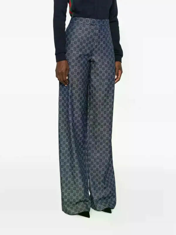 Gucci Gg Supreme Denim Wide-leg Jeans - Blue