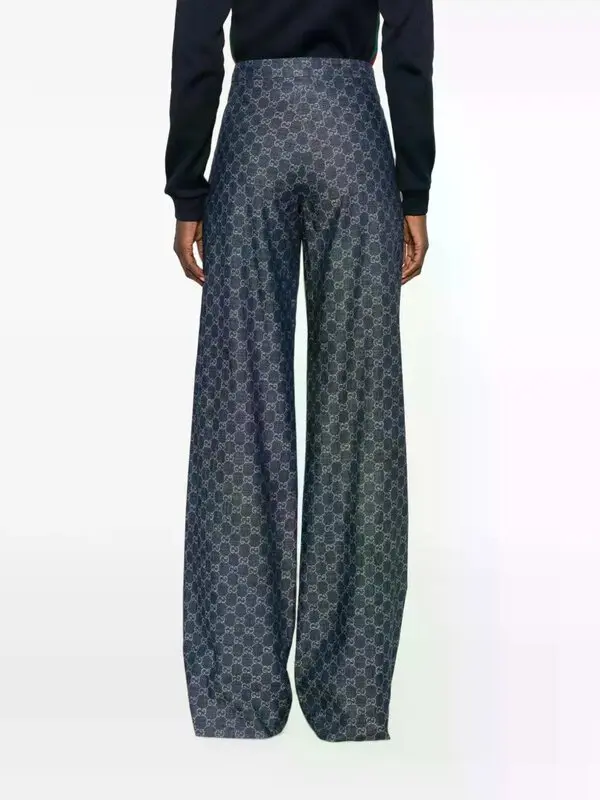 Gucci Gg Supreme Denim Wide-leg Jeans - Blue
