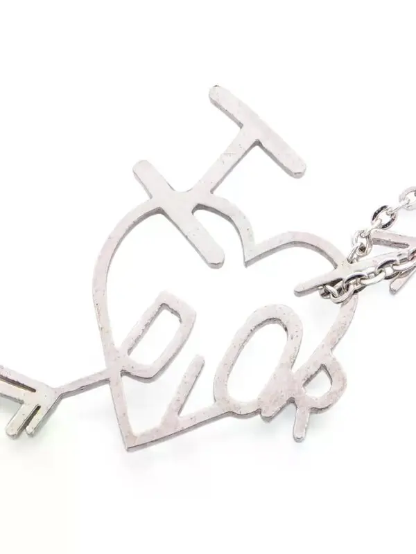 Dior Tone Heart And Arrow "i Love " Pendant Necklace - Silver