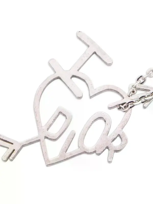 Dior Tone Heart And Arrow "i Love " Pendant Necklace - Silver