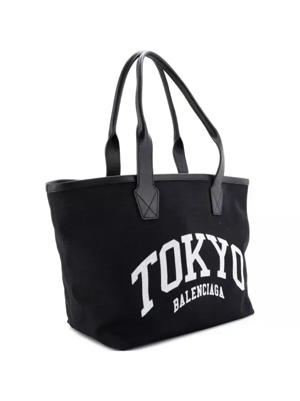 Balenciaga Jumbo Printed Canvas Tote Bag - Black