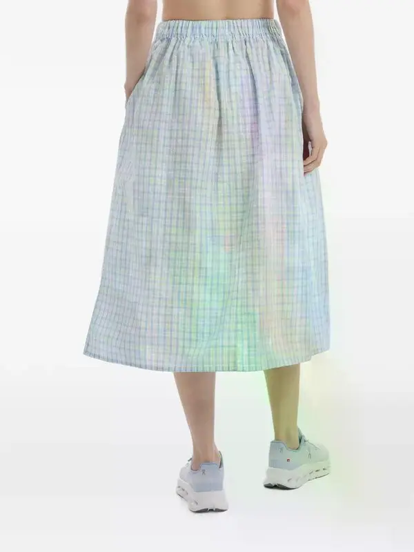 Joshua Sanders Gingham-check Floral-print Midi Skirt